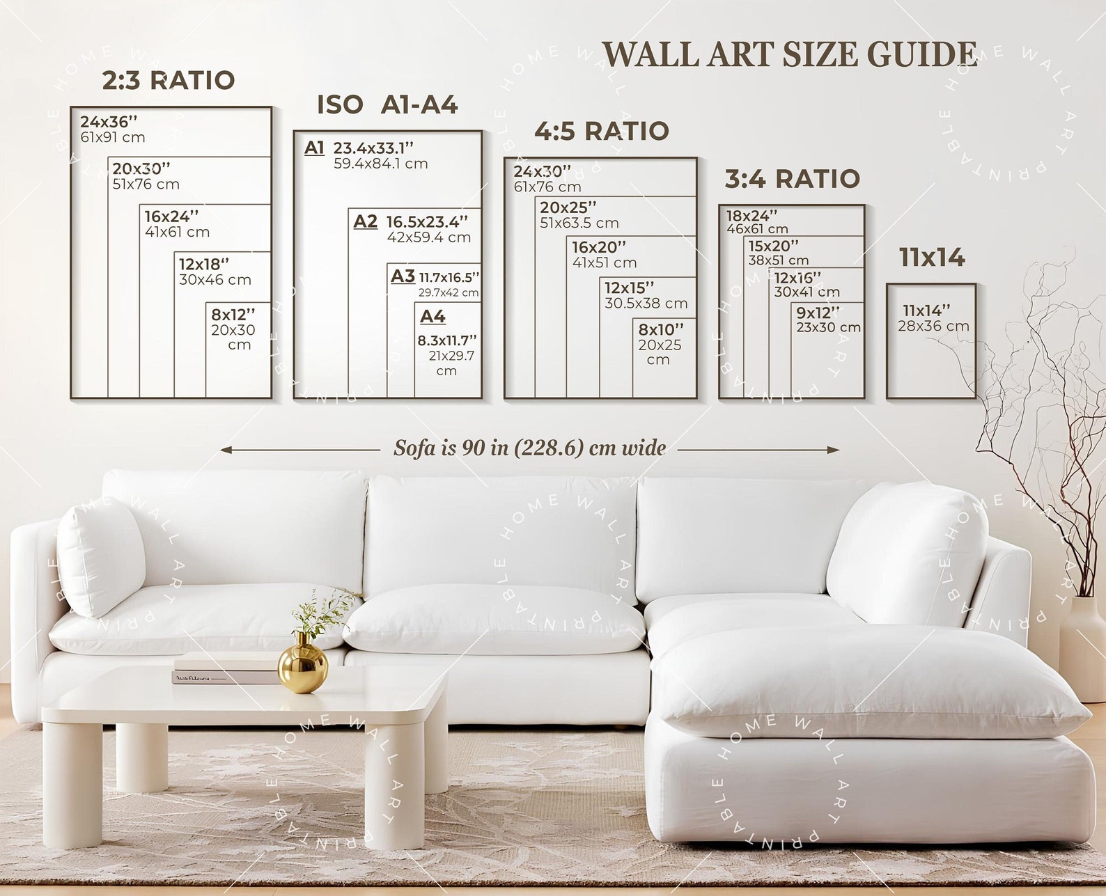 Wall Art Size Guide, Poster Size Chart, Photo Frame Sizes, Canvas Size ...