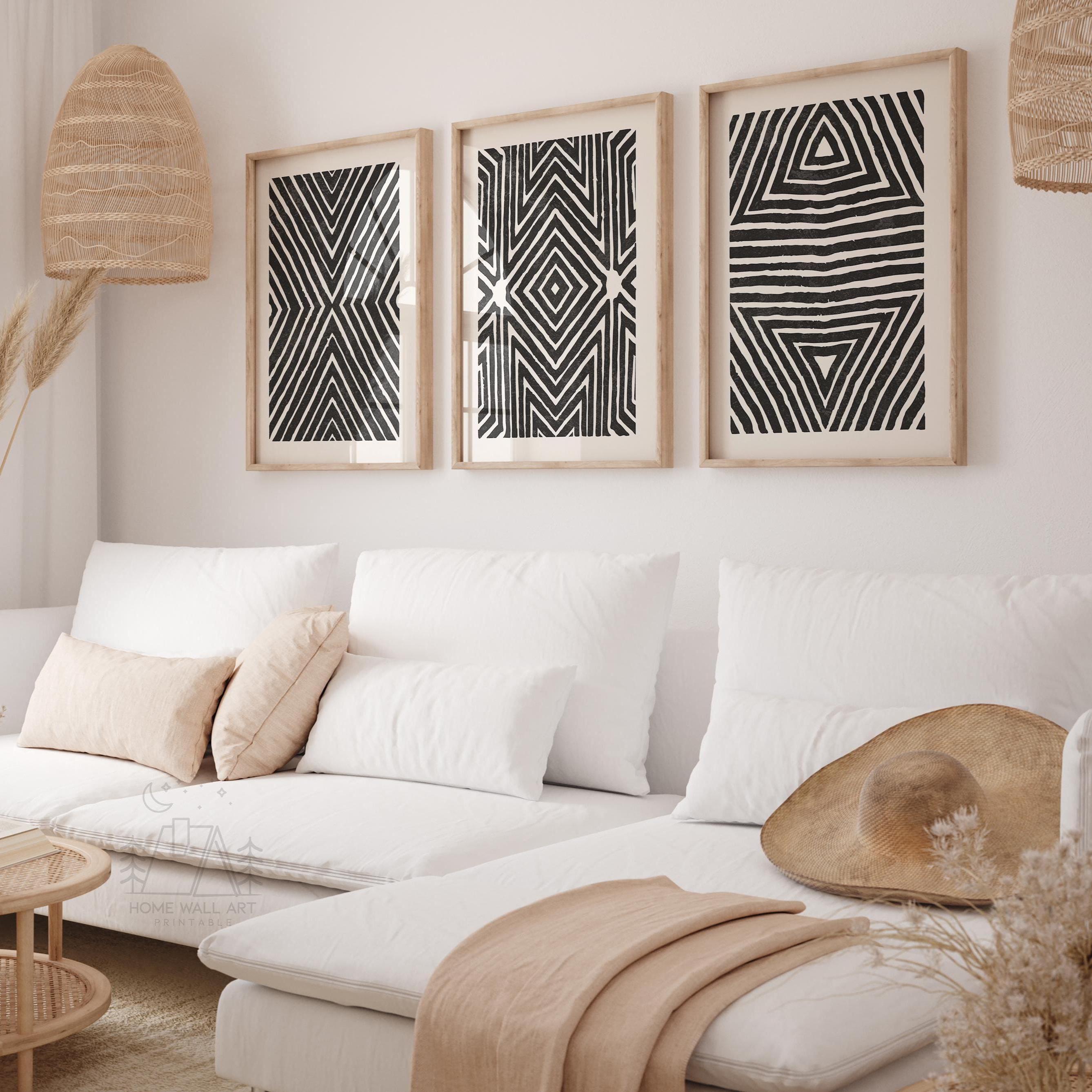 Abstract African Line Art Prints: Geometric Afrocentric Decor (set of 3 ...