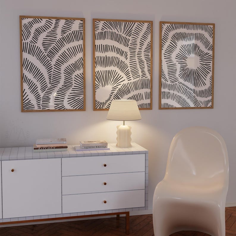 Geometric Black Lines Art Prints: Minimalist Set of 3 (digital Download ...
