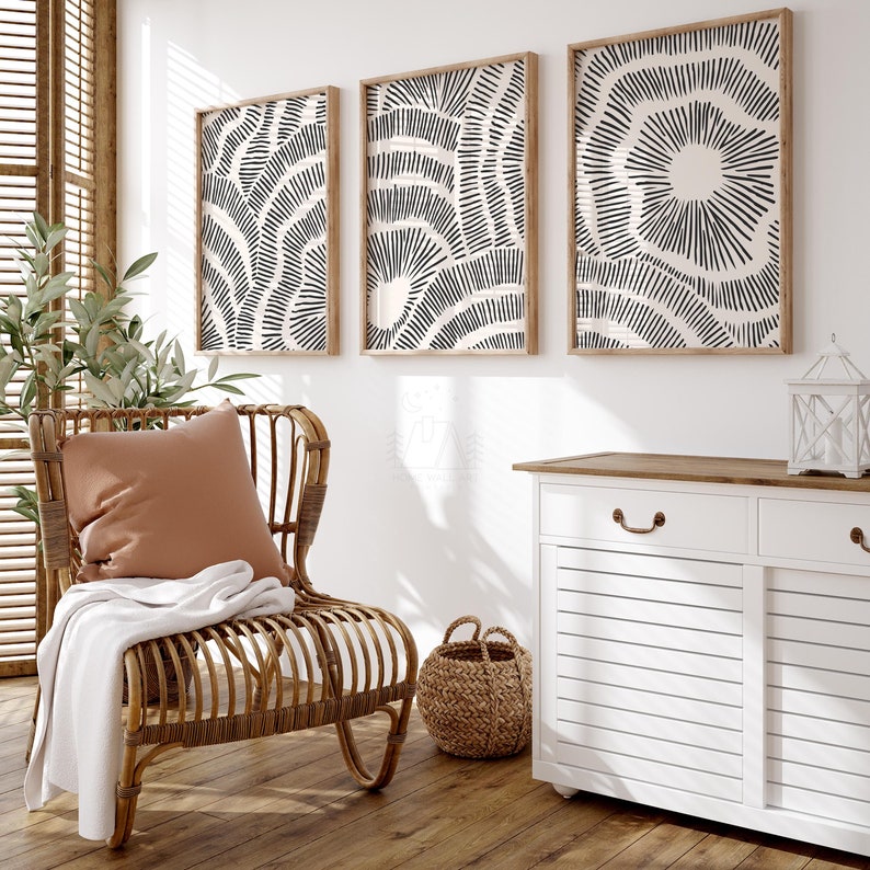 Geometric Black Lines Art Prints: Minimalist Set of 3 (digital Download ...
