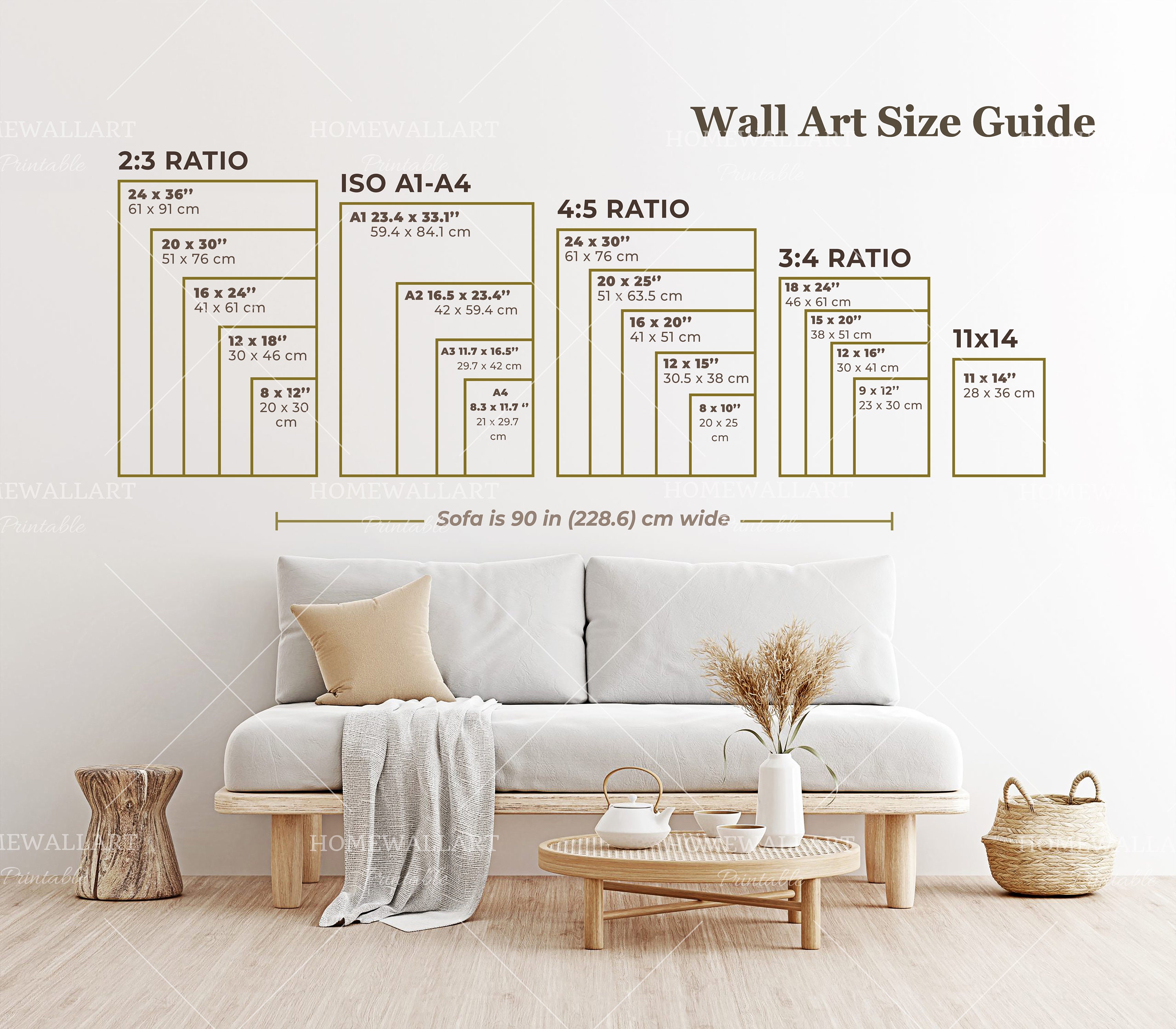 Wall Art Size Guide Frame Sizes Guide Poster Size Guide - Etsy Denmark