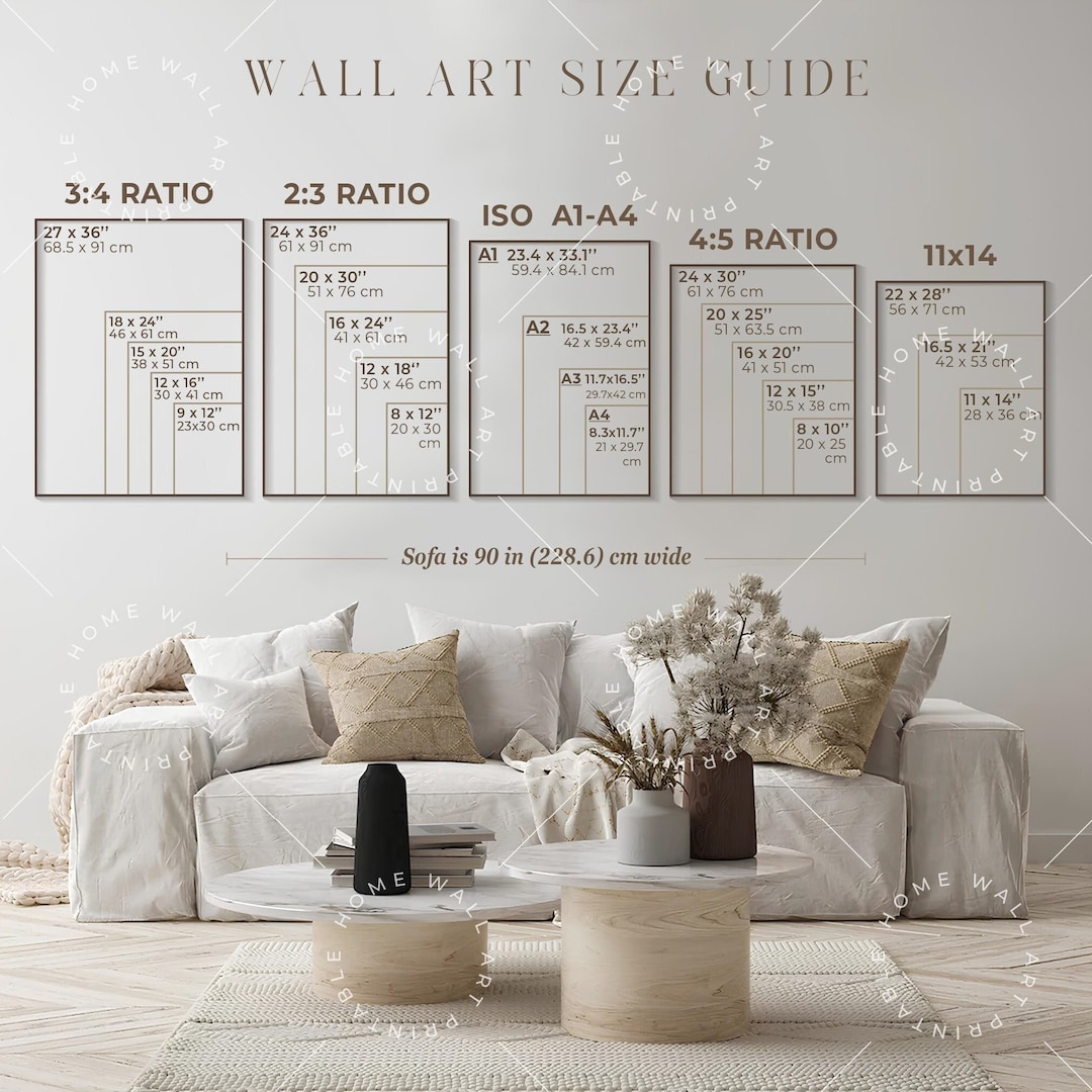 Tableau des tailles pour les oeuvres d'art murales, Tableau des tailles ...