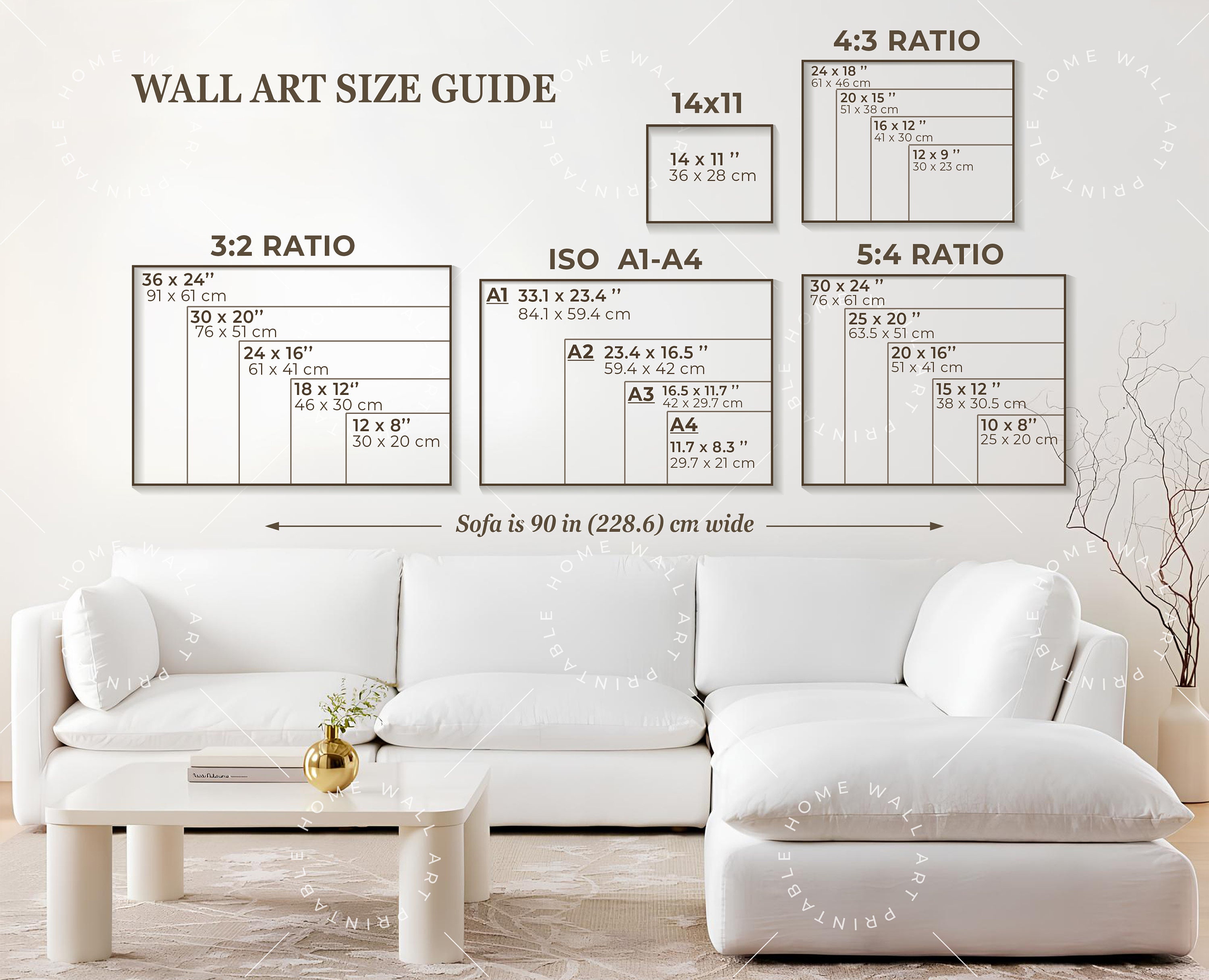 Wall Art Size Guide, Poster Size Chart, Photo Frame Sizes, Canvas Size ...