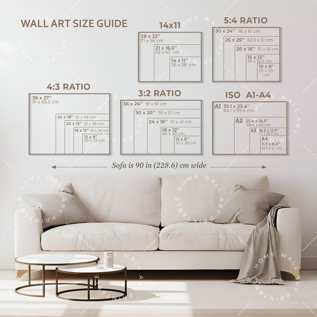 Wall Art Size Guide Horizontal, Poster Size Guide, Print Size Chart ...
