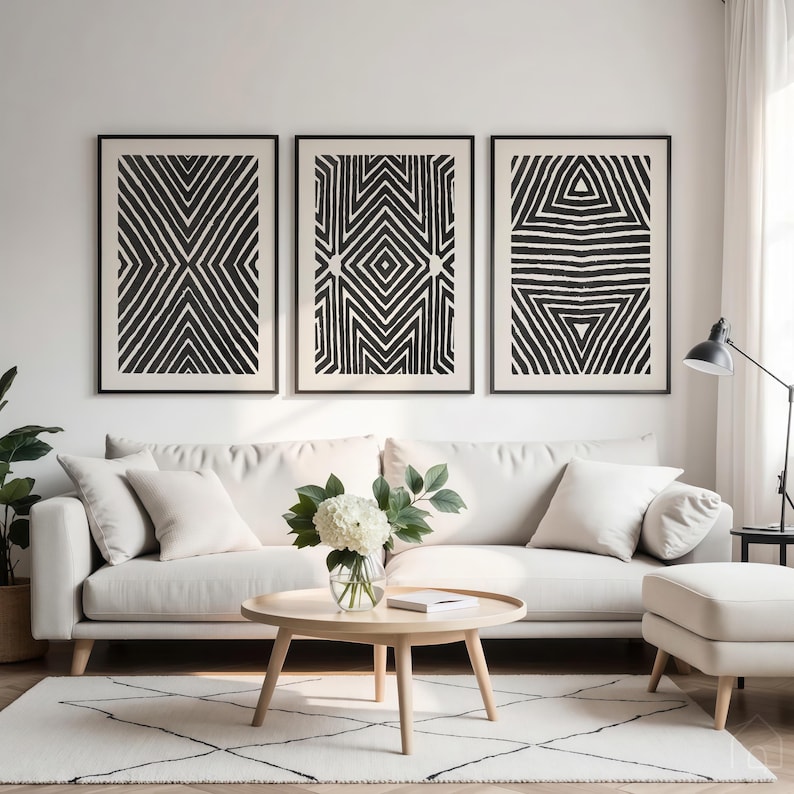 Abstract African Line Art Set, Minimal Afrocentric Wall Prints, Modern ...