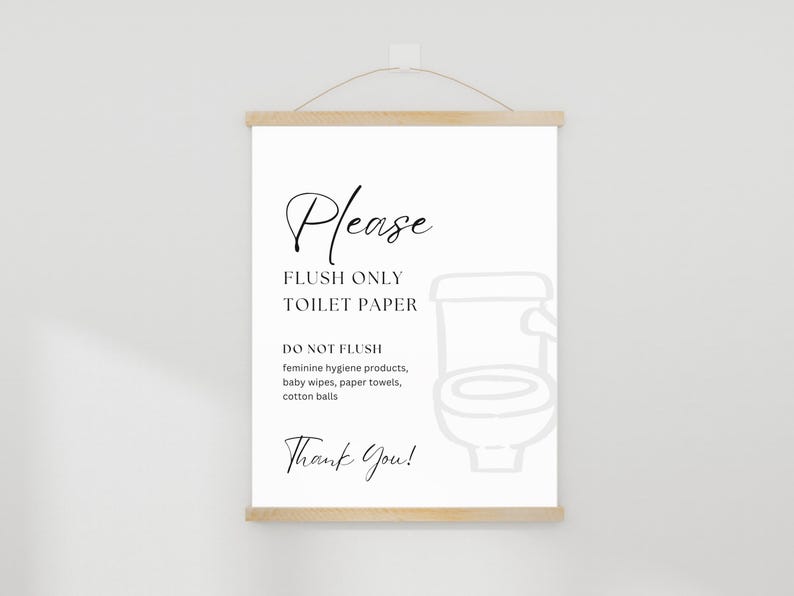 Toilet Sign, Do Not Flush Sign, Flush Only Toilet Paper, Bathroom Rules ...