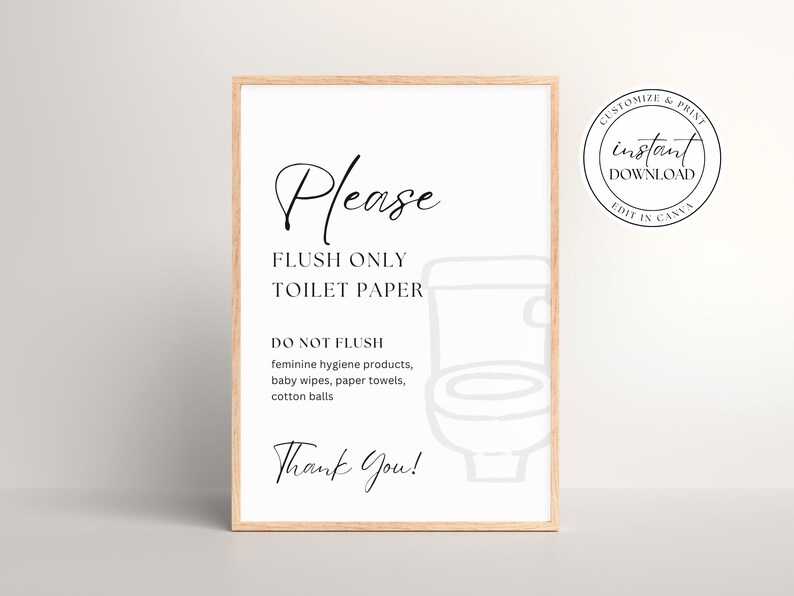 Toilet Sign, Do Not Flush Sign, Flush Only Toilet Paper, Bathroom Rules ...