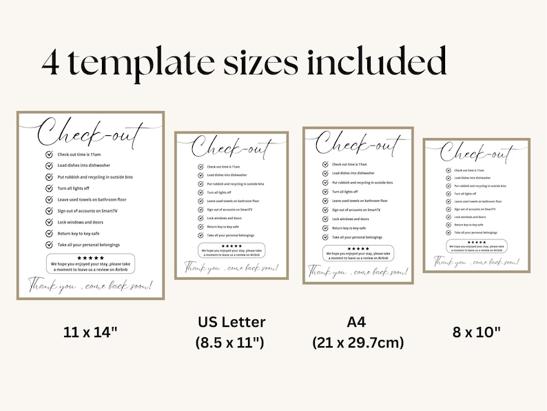 Checkout Sign Template, Editable Airbnb Checkout List, Short Term ...