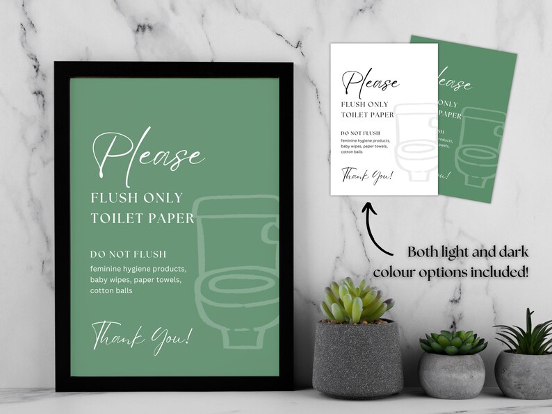 Toilet Sign, Do Not Flush Sign, Flush Only Toilet Paper, Bathroom Rules ...