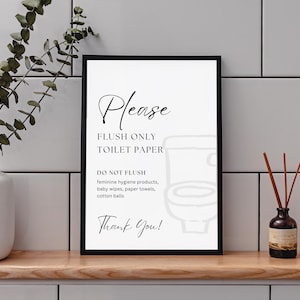 Toilet Sign, Do Not Flush Sign, Flush Only Toilet Paper, Bathroom Rules ...