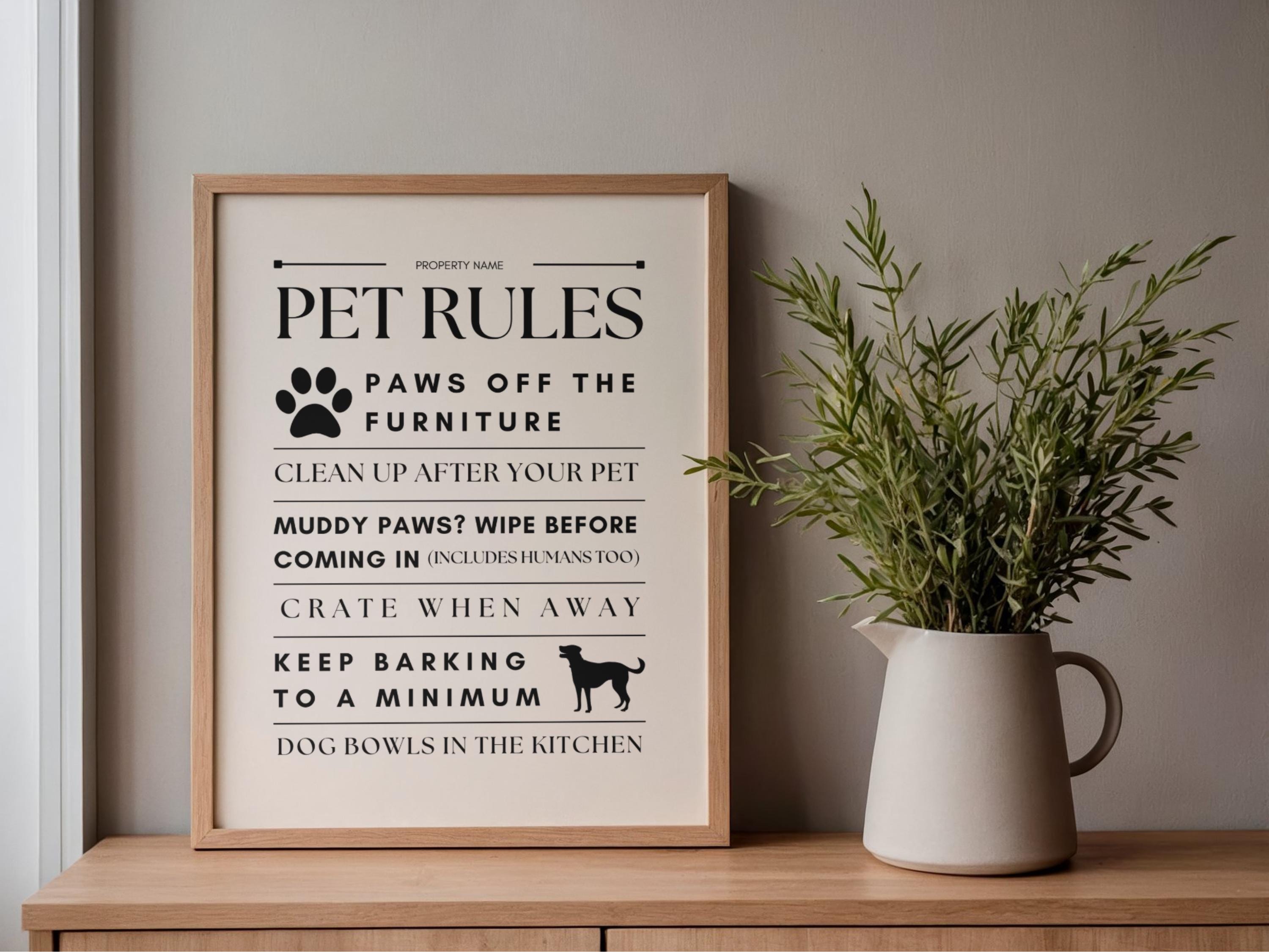 Pet Friendly Airbnb Signage, House Rules Poster for Vacation Rental ...