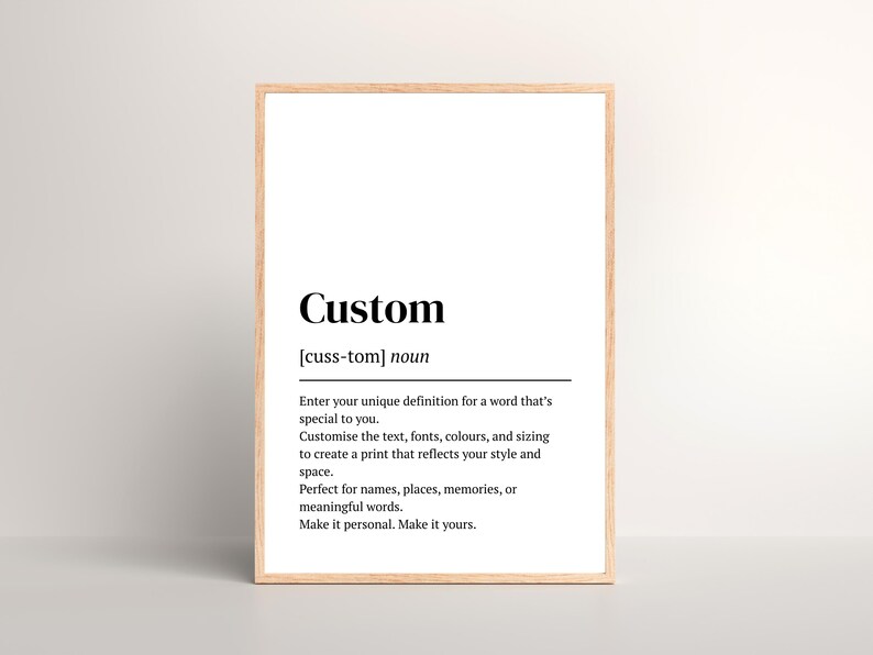 Custom Definition Printable Poster, Personalized Quote, Canva Template ...