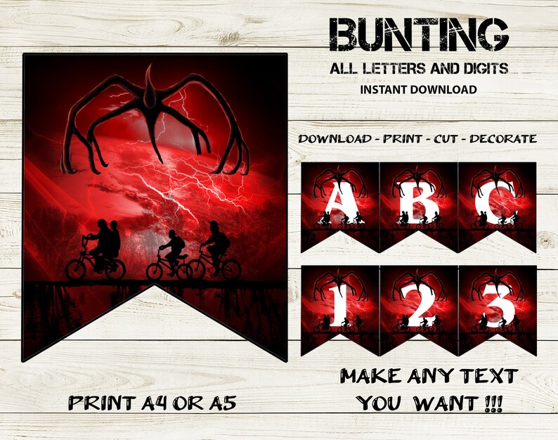 Strange Things-inspired Alphabet Banner Upside Down Party Decor TV Show ...