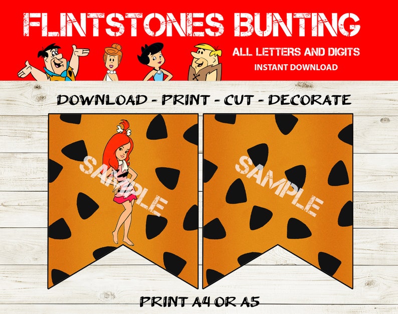 Flintstones Family Alphabet Banner Printable Flintstones ABC - Etsy