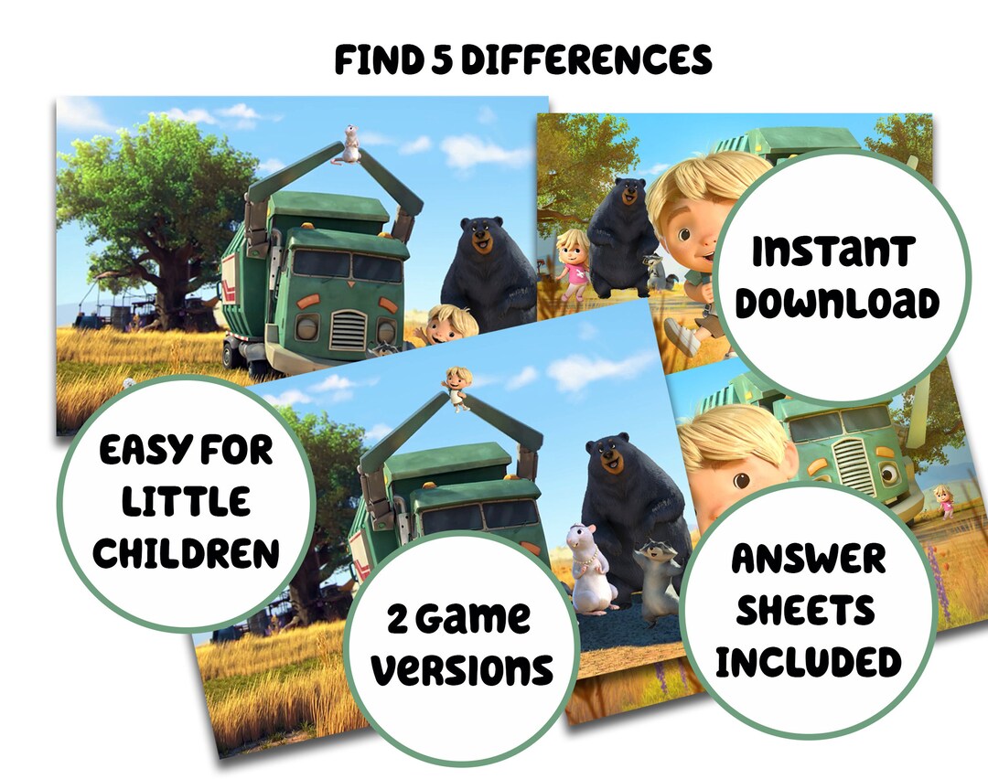 2x Trush Track 5 Differences Games Giant Jack Find the Differences Game ...