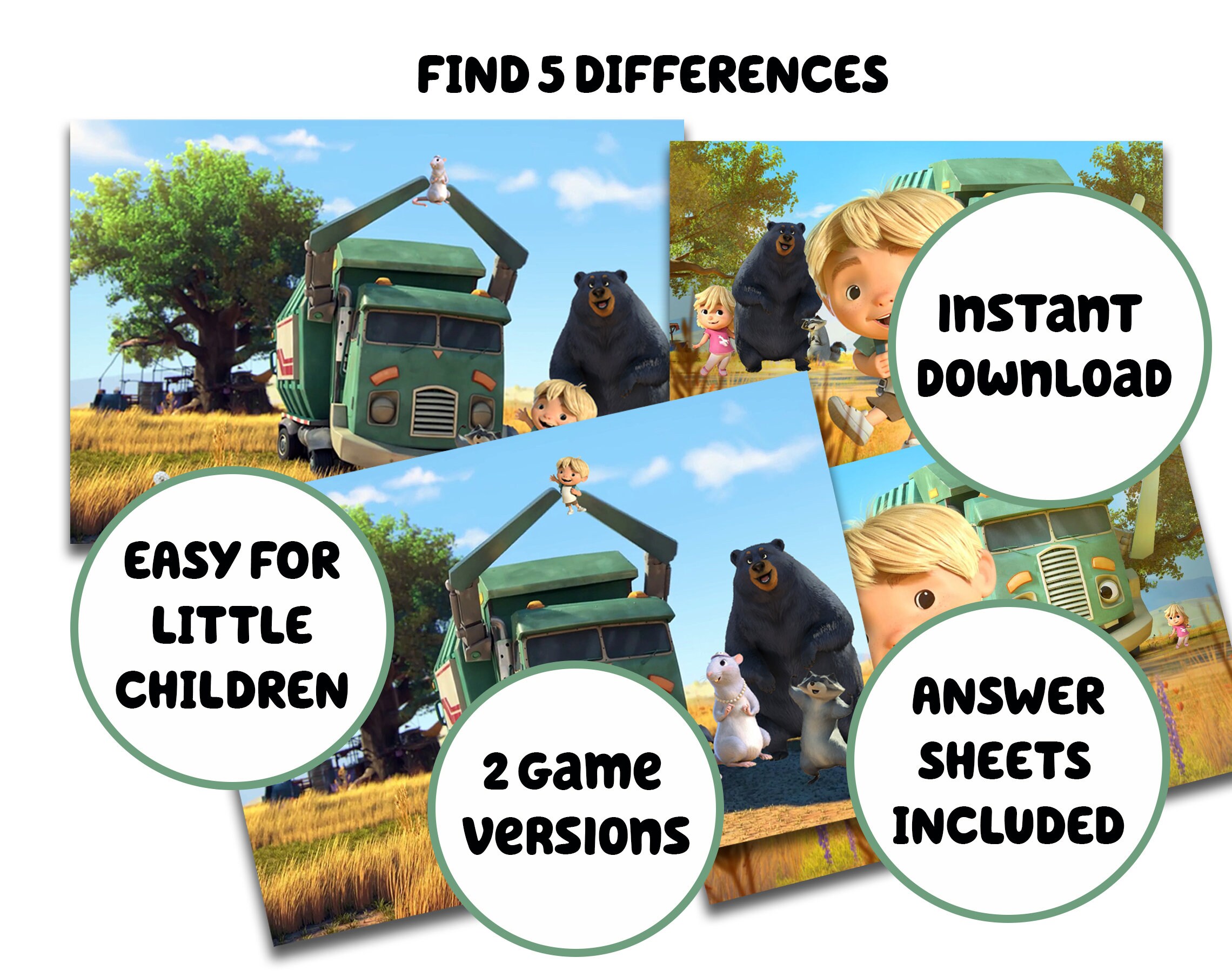 2x Trush Track 5 Differences Games Giant Jack Find the Differences Game ...