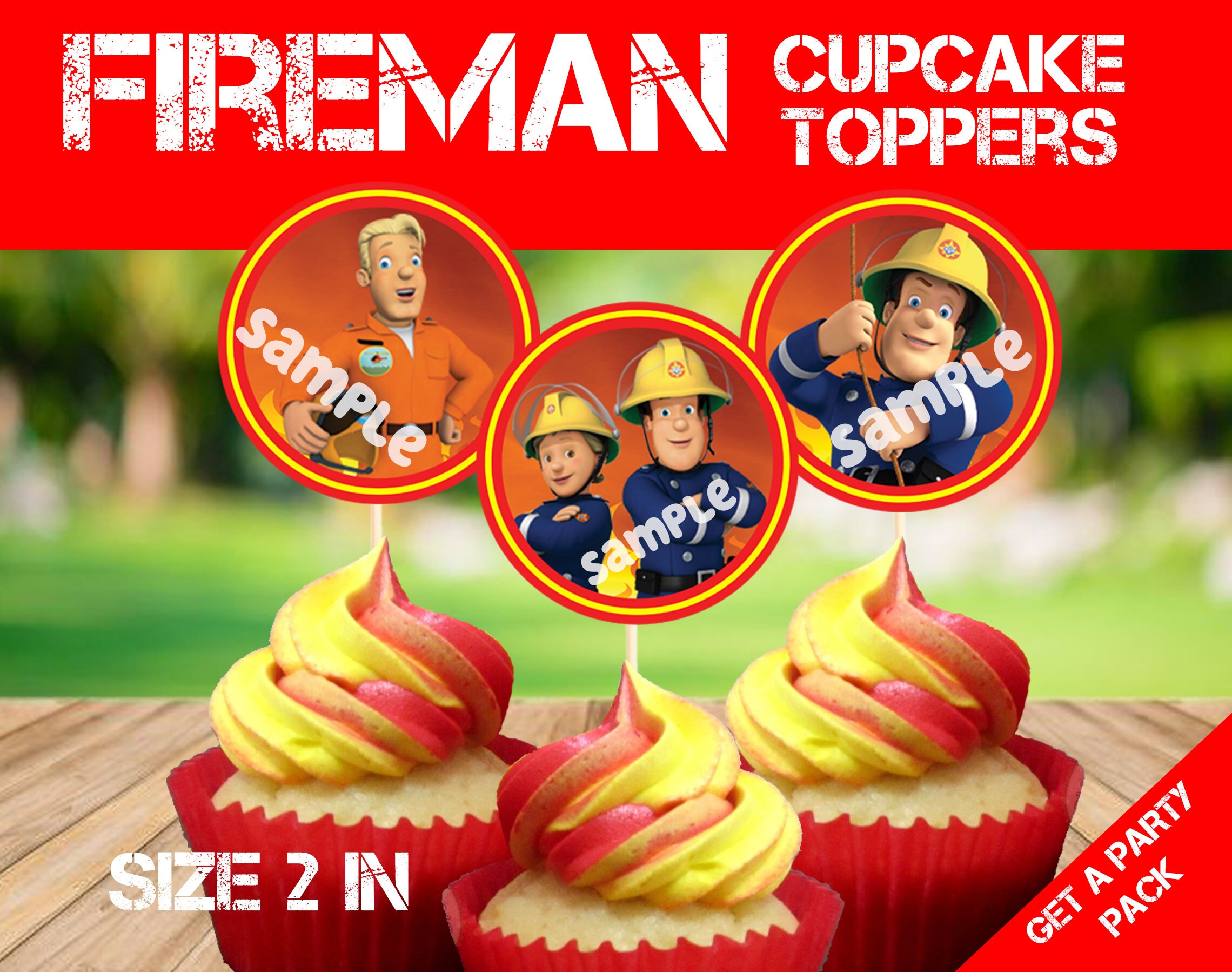 Fireman Sam Cupcake Toppers Fireman Cupcakes Sam Fireman Tood Toppers ...