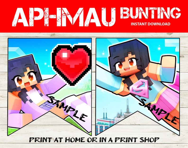 Aphmau Minecraft Bunting Mine Craft Party Decor Printable - Etsy