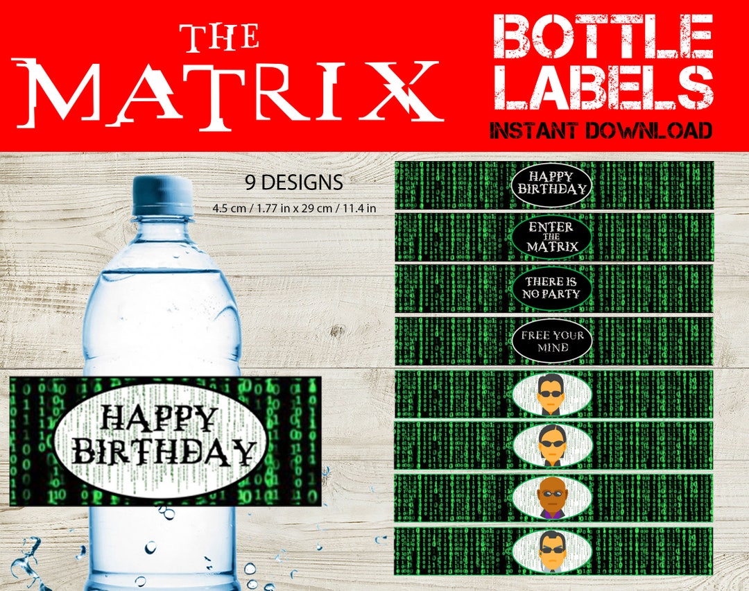 Matrix Inspired Bottle Labels the Matrix Water Bottle Labels - Etsy