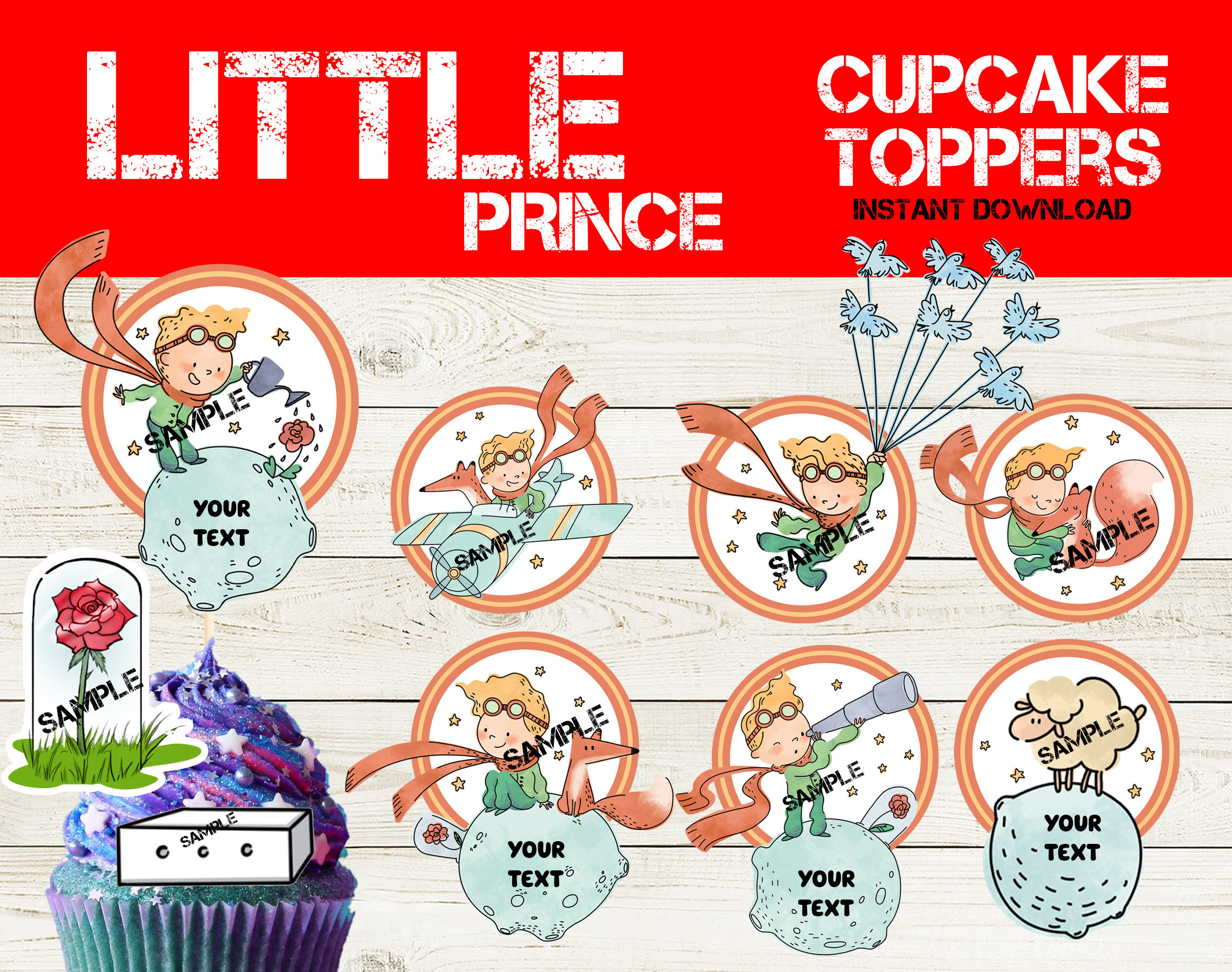 Editable Little Prince Inspired Cupcake Toppers Little - Etsy