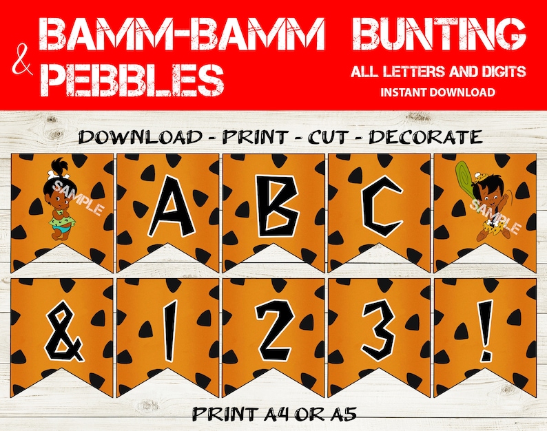 African American Pebbles Bam Bam Party Supplies Flinstones - Etsy