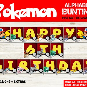 Pokemon Alphabet Banner Printable Pokemon Party Bunting Pokemon Party ...
