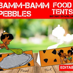 Editable African American Bamm-bamm & Pebbles Food Tents Printable Bam ...