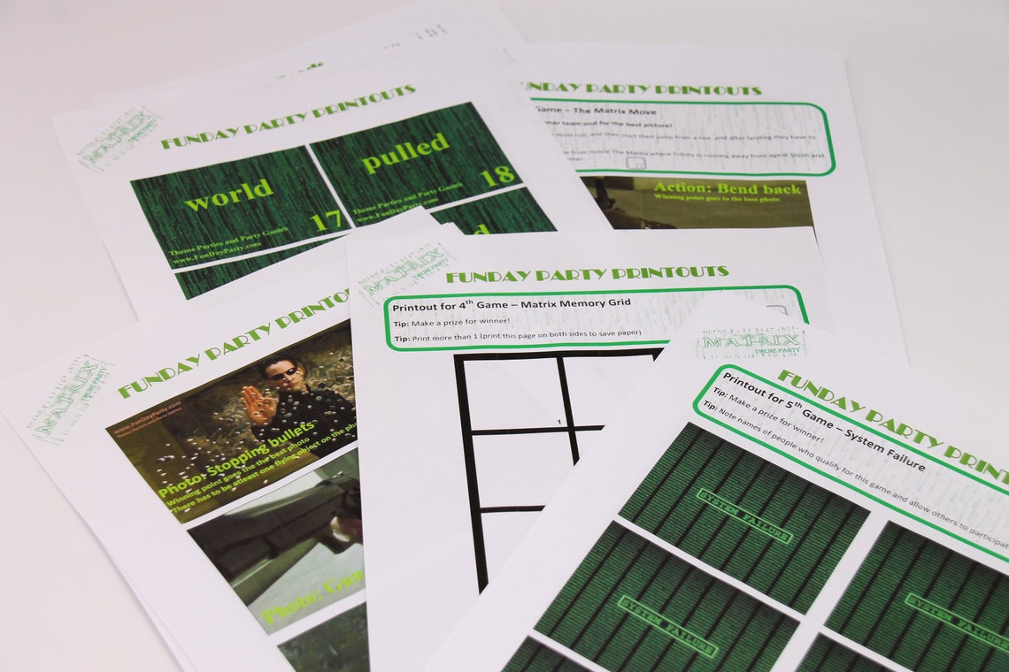 Matrix Party Plan Matrix Themed Games Matrix Party Food - Etsy UK