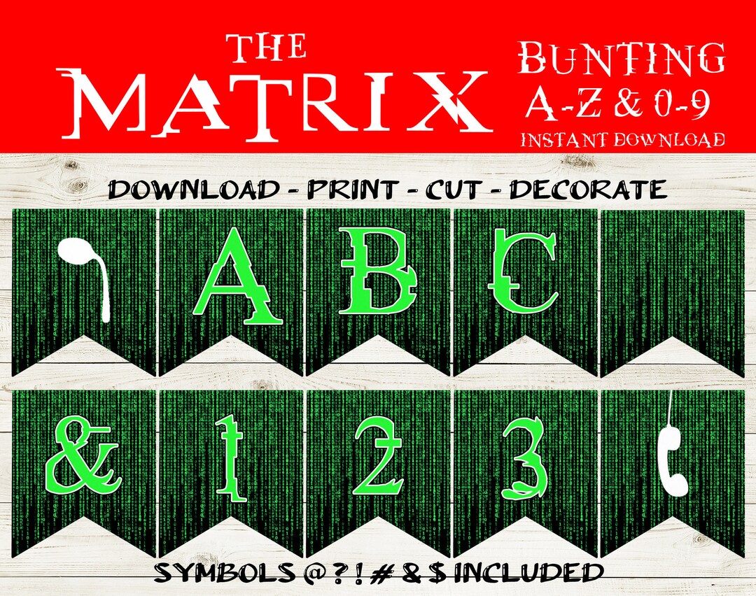 Matrix Alphabet Banner Matrix Party Decorations the Matrix - Etsy