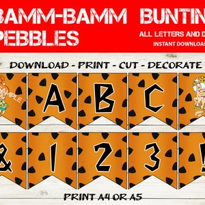 Bamm-bamm & Pebbles Alphabet Banner Printable Pebbles and Bam Bam Baby ...