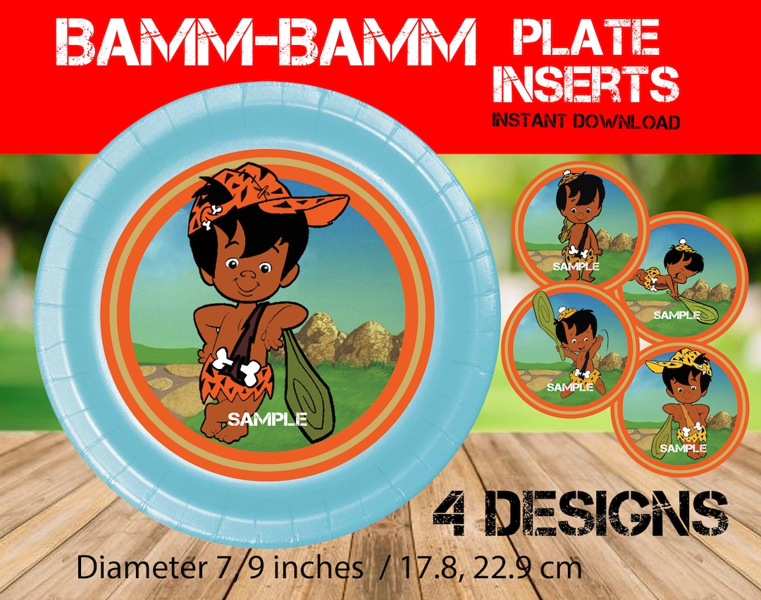 African American Bamm-bamm Plate Inserts Printable Bam Bam Baby Shower ...