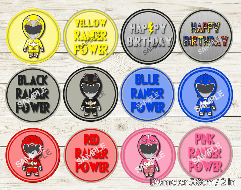 Printable Power Danger Cupcake Toppers Rangers Party Cupcake - Etsy