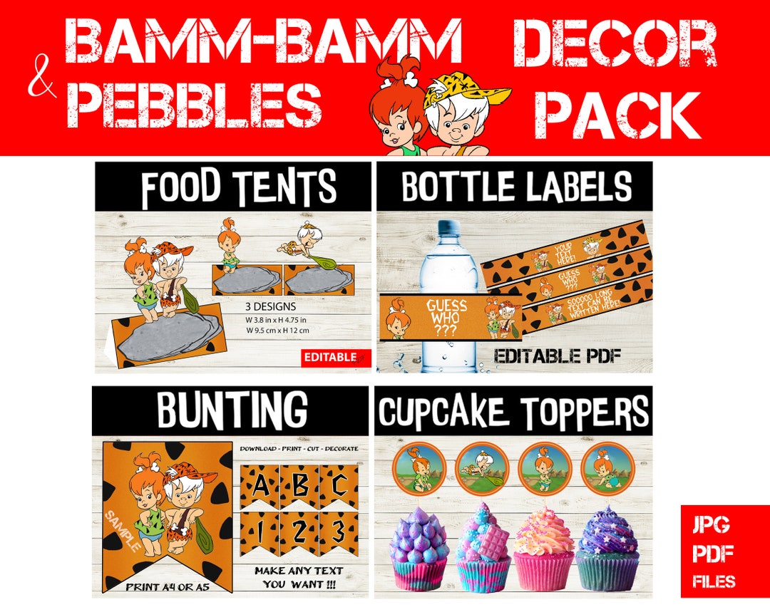 Pebbles Bam Bam Party Supply Flinstones Party Decor Pack 4 Best Selling ...