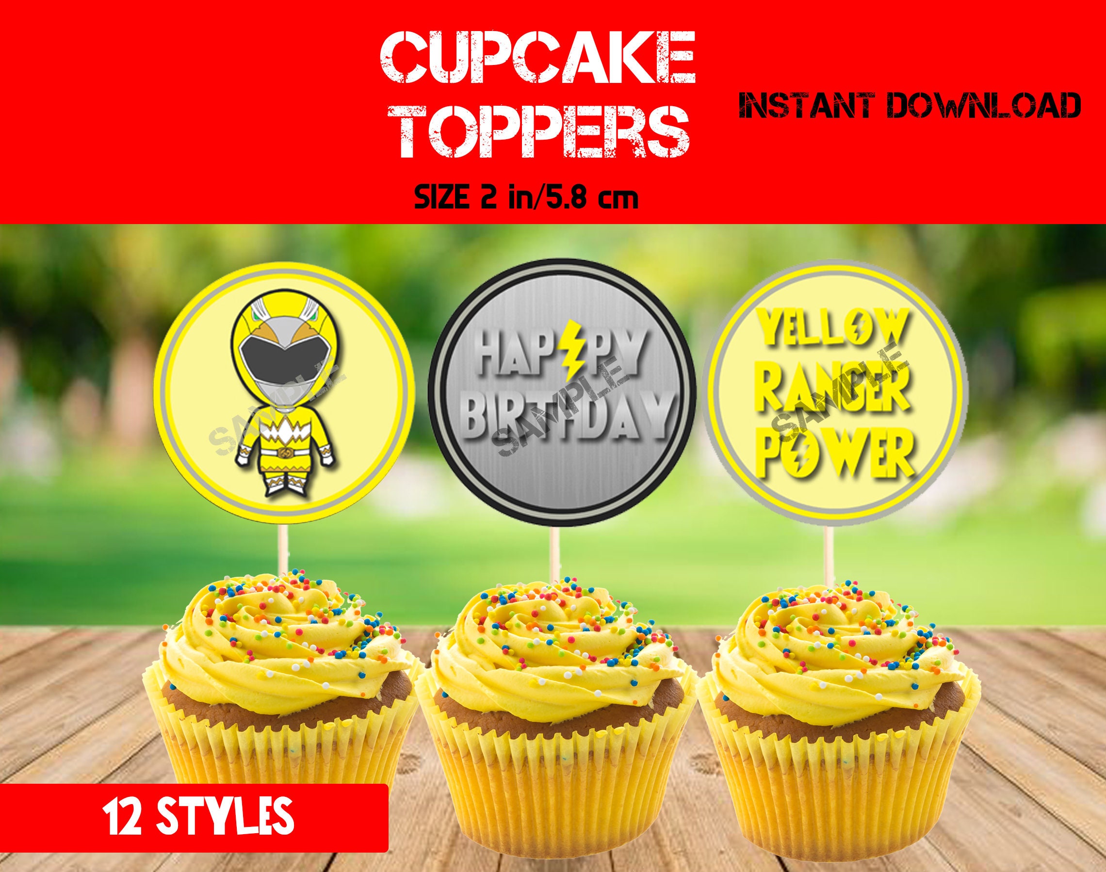 Printable Power Danger Cupcake Toppers Rangers Party Cupcake - Etsy