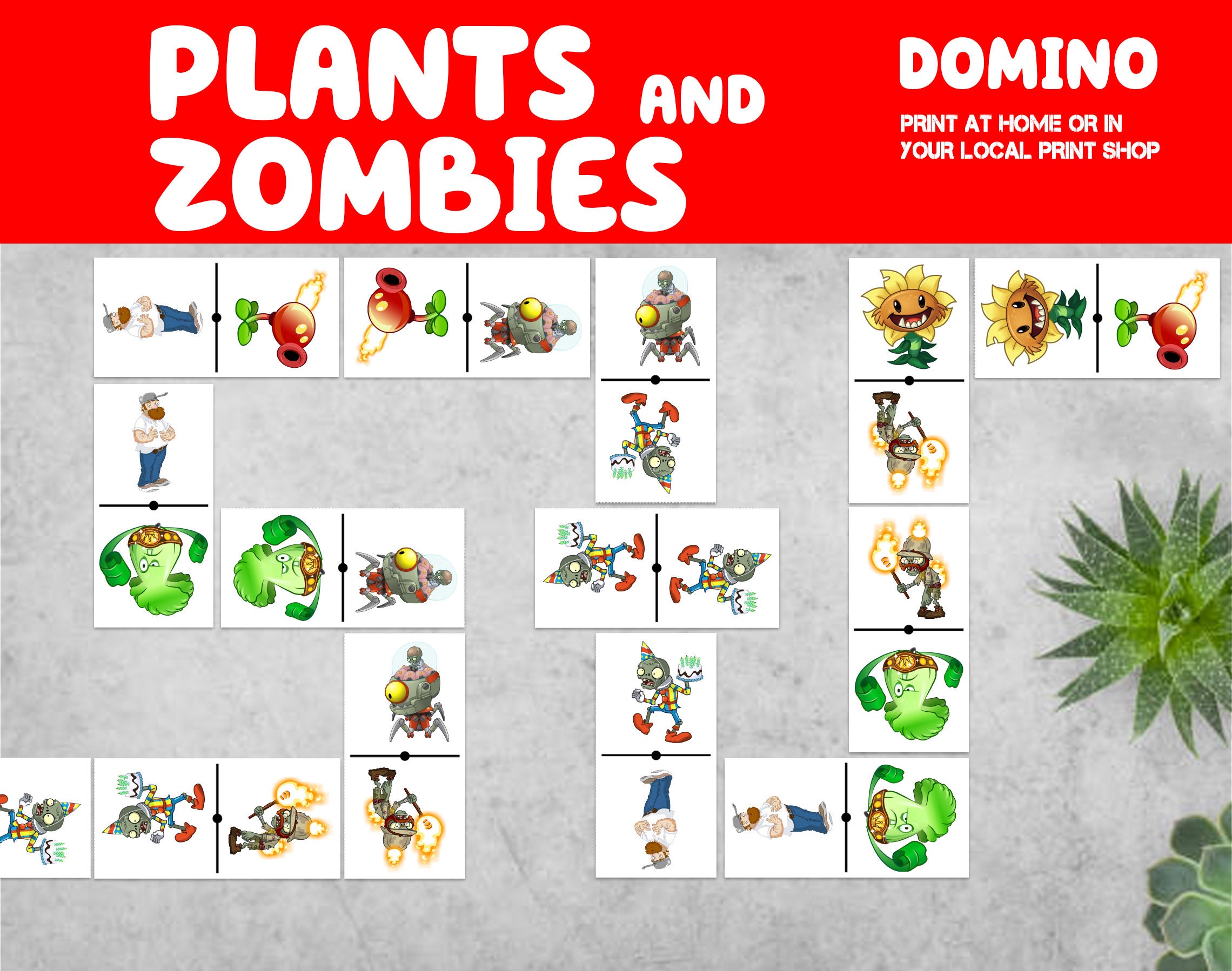 Plants Vs Zombies Dominoes Printable Zombie Domino Game - Etsy Australia