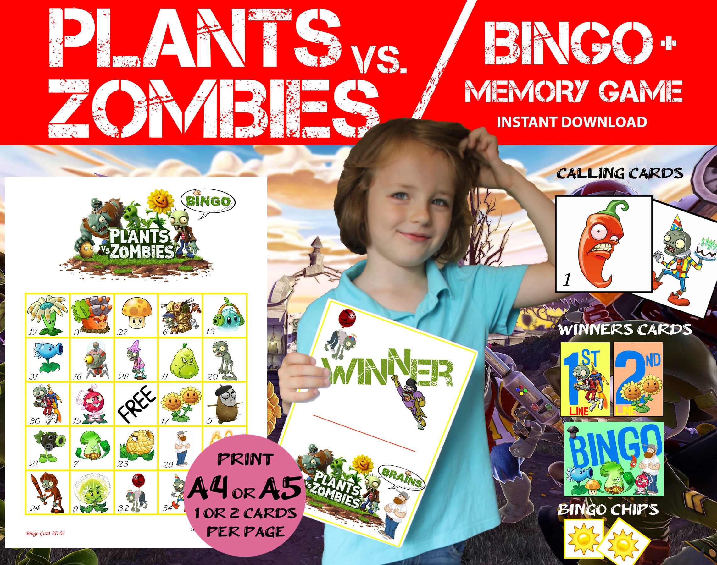 10 Card Plants Vs Zombies Bingo & Memory Game Plants Vs - Etsy