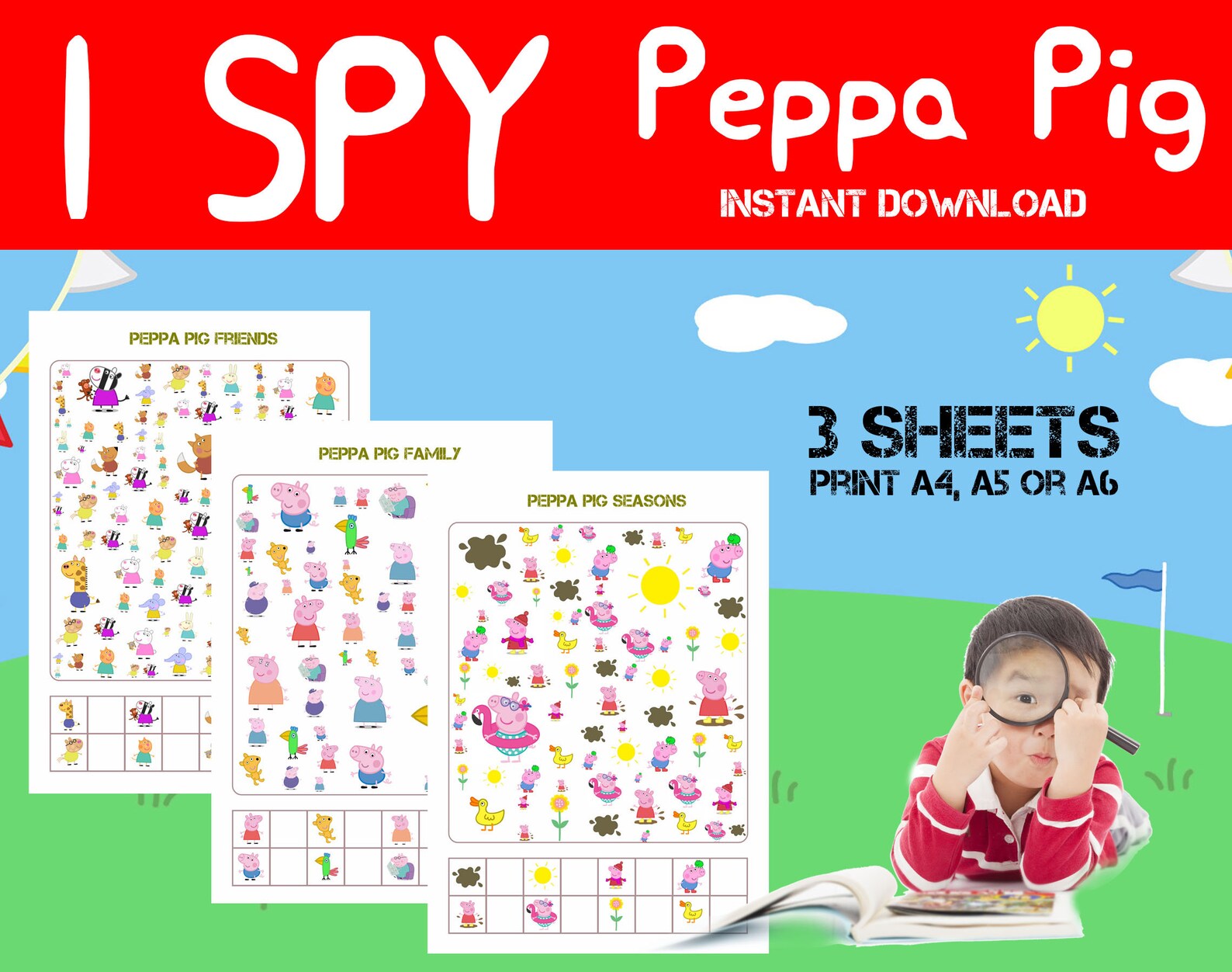 Peppa Pig I Spy Game Printable Peppa Pig Game Peppa Pig Birthday Favor ...