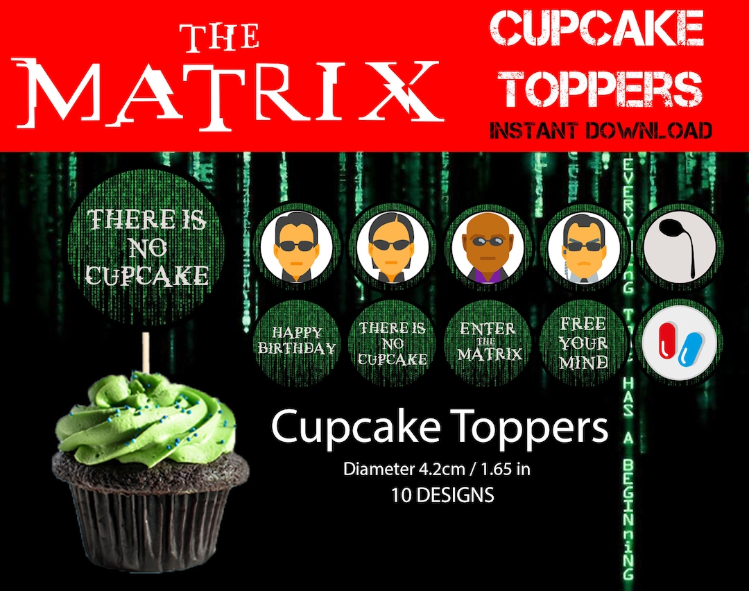 Matrix Inspired Cupcake Toppers the Matrix Party Decorations the Matrix ...