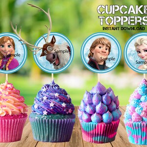 Frozen Cupcake Toppers, Frozen Party Decorations, Elsa, Olaf, Anna and ...