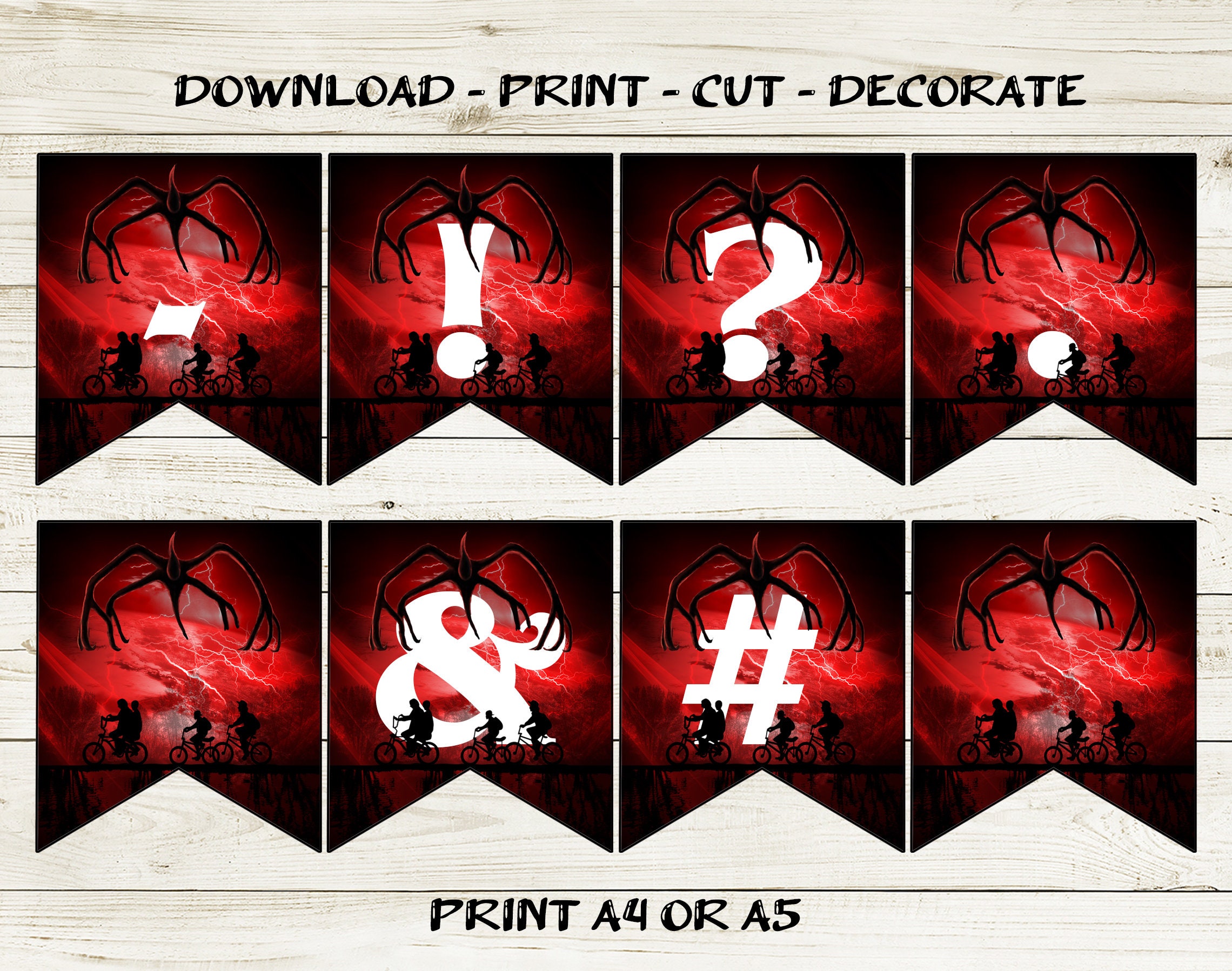 Strange Things-inspired Alphabet Banner Upside Down Party Decor TV Show ...