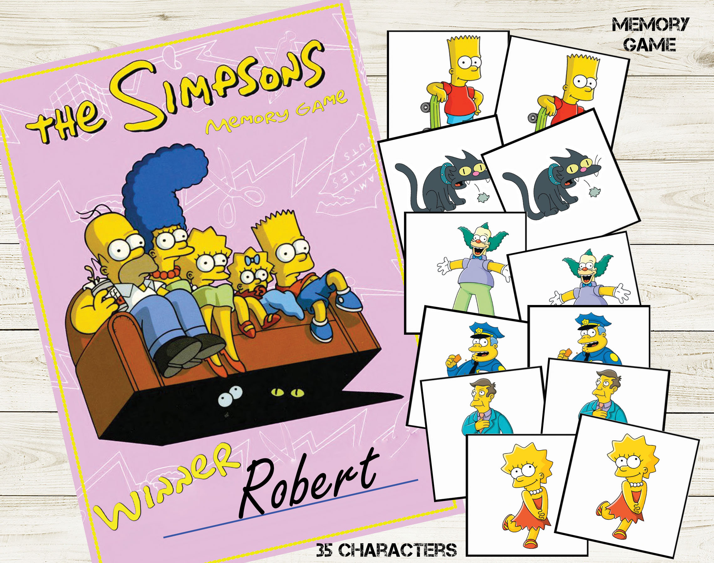 10 Card Simpsons Bingo & Memory Game the Simpsons Bingo 5x5 - Etsy