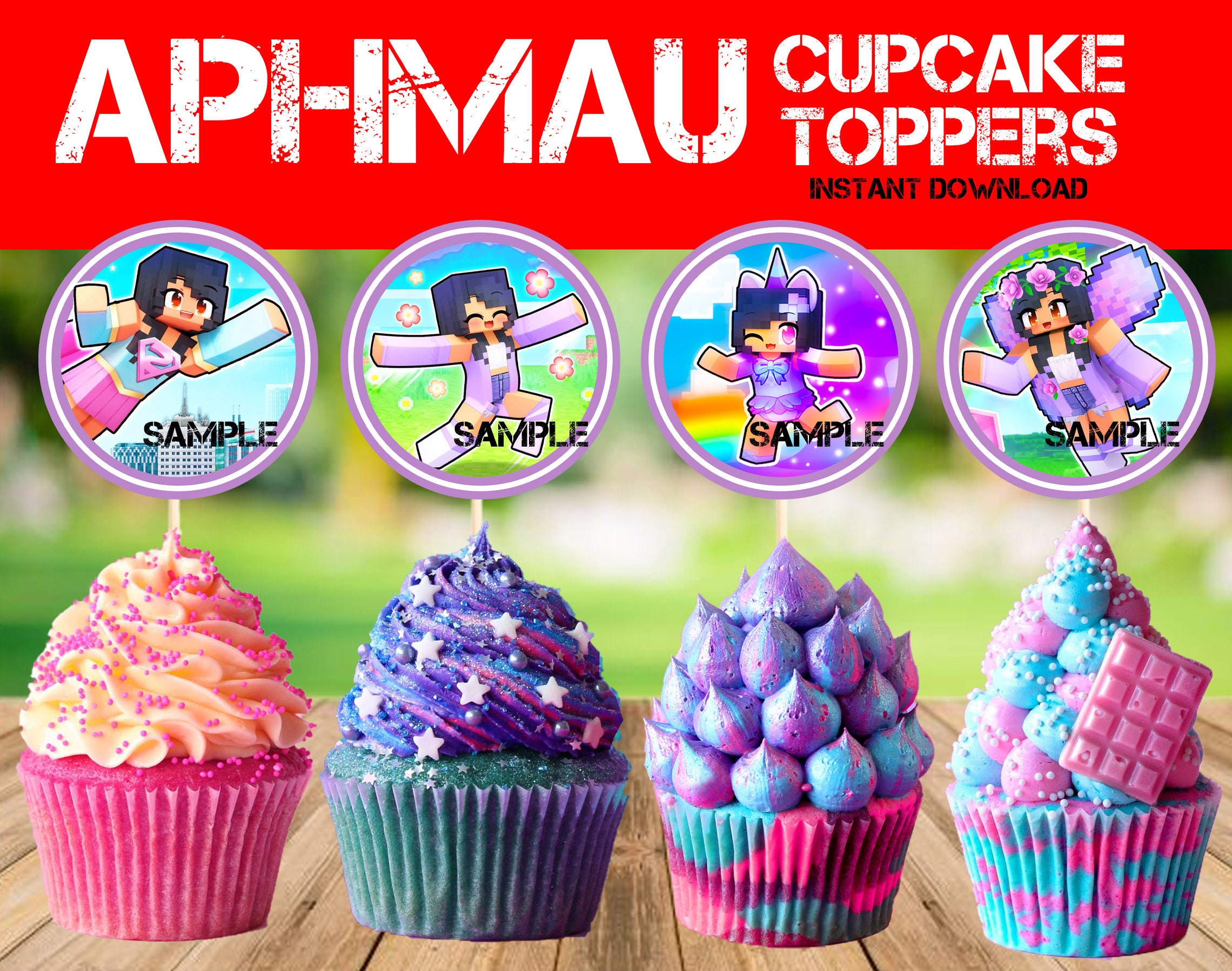 Aphmau Cake and Cupcake Toppers Mine Craft Party Decor - Etsy Canada