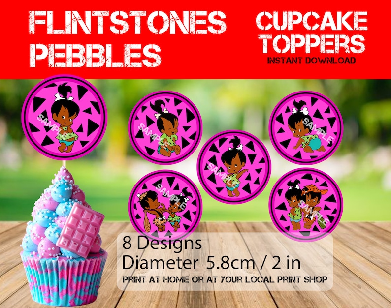 Pink African American Pebbles Cupcake Toppers Printable - Etsy
