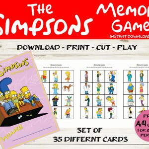 20 Card Simpsons Bingo & Memory Game the Simpsons Bingo 5x5 Printable ...