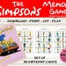 20 Card Simpsons Bingo & Memory Game the Simpsons Bingo 5x5 Printable ...