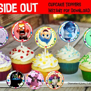 Inside Out Cupcake Toppers Inside Out Party Cupcake Toppers Inside Out ...