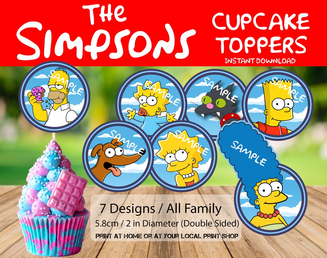 The Simpsons Inspired Cupcake Toppers Printable Simpsons - Etsy UK