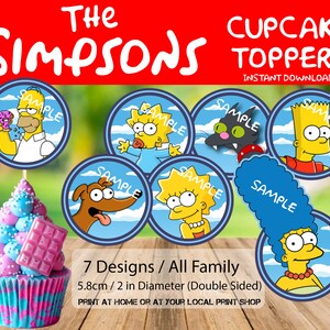 The Simpsons Inspired Cupcake Toppers Printable Simpsons Family Decor ...