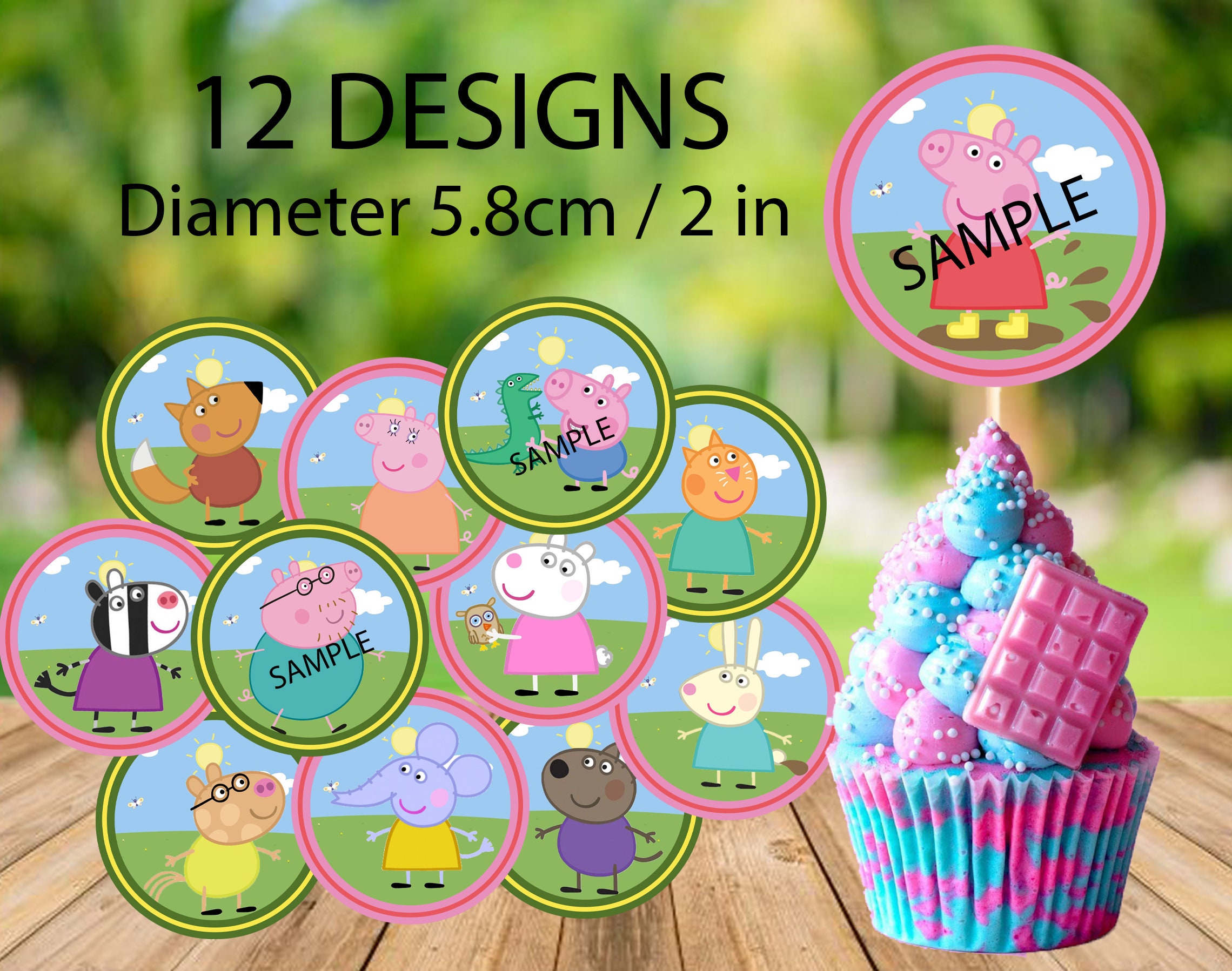 Peppa Pig Inspired Cupcake Toppers Peppa Party Cupcake - Etsy