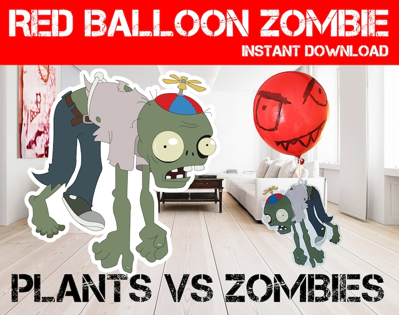 Plants Vs Zombies Balloon Zombie Decor W/ Cactus Plants Vs - Etsy